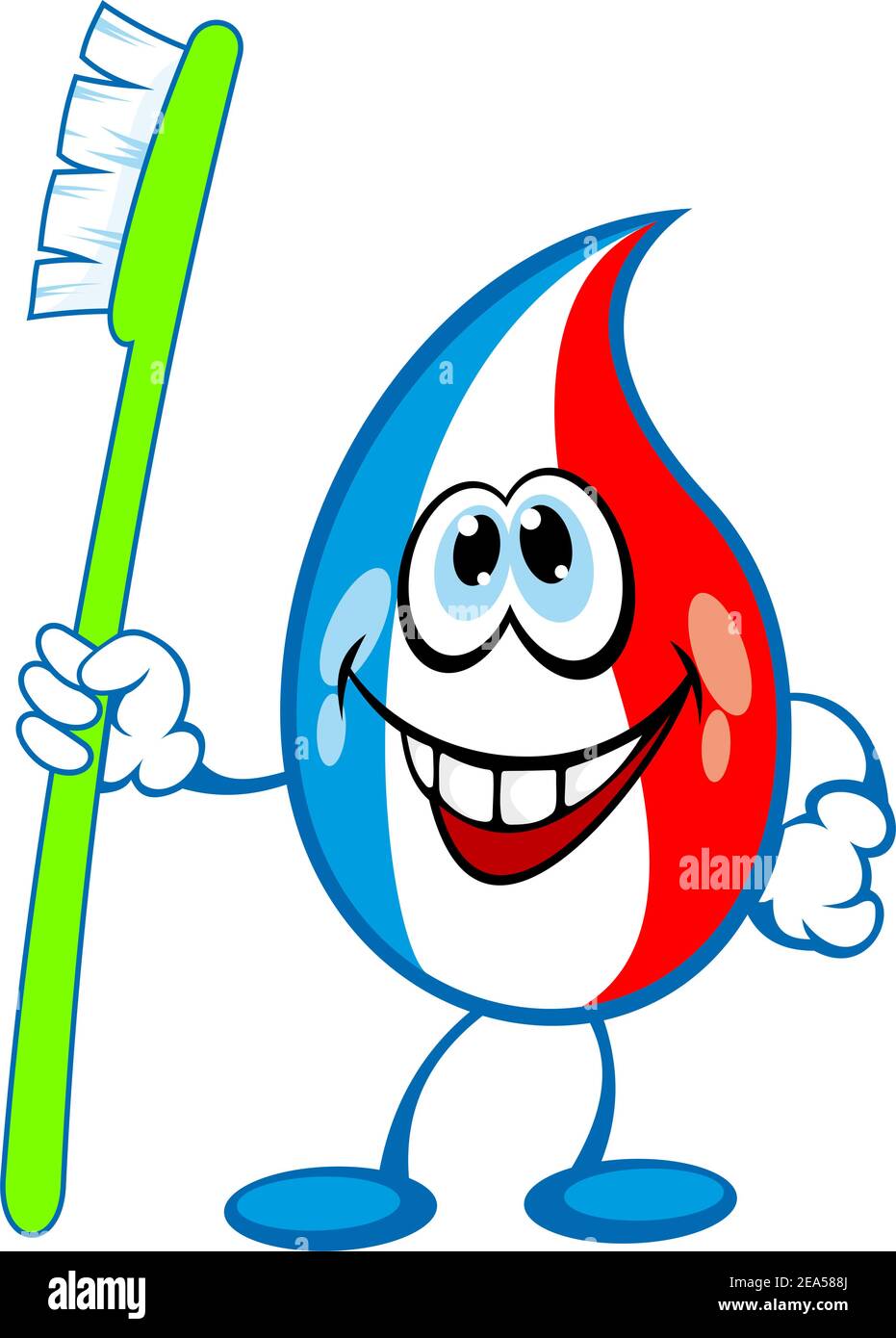 Toothpaste drop with dental brush in cartoon style hor hygiene concept ...