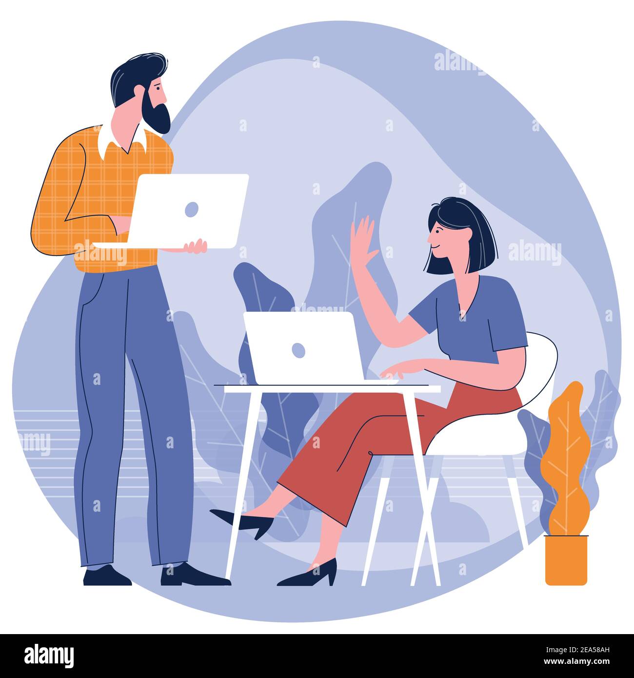 Woman talking colleague office Cut Out Stock Images & Pictures - Alamy