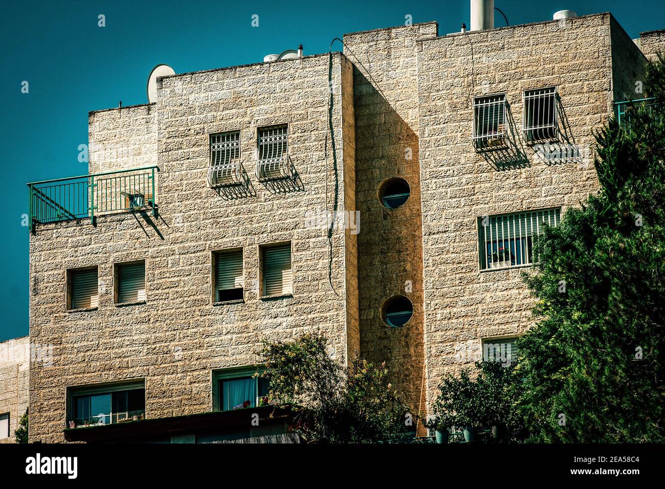 Jerusalem Israel December 13, 2019 View of the facade of a modern ...