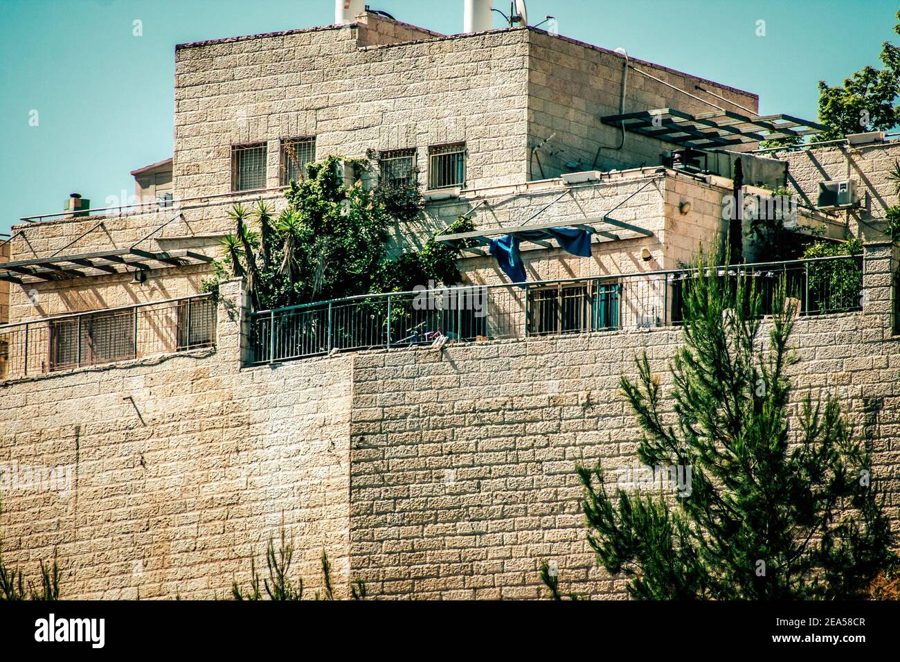 Jerusalem Israel December 13, 2019 View of the facade of a modern ...