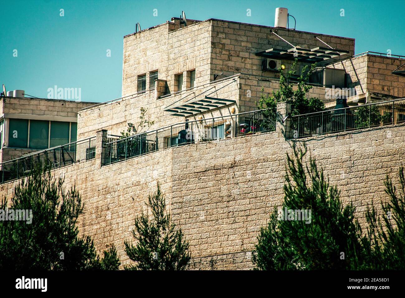Jerusalem Israel December 13, 2019 View of the facade of a modern ...