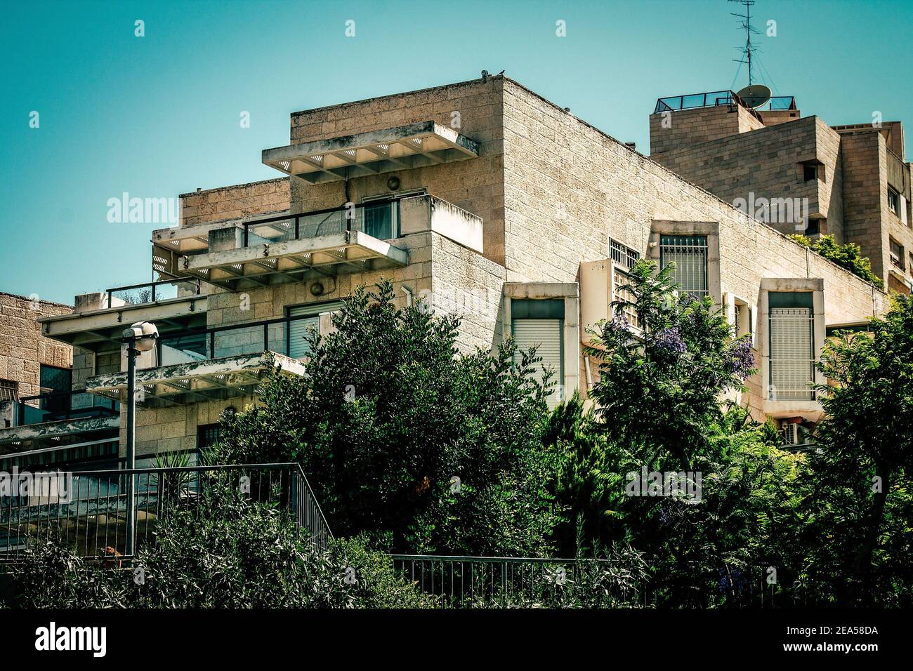 Jerusalem Israel December 13, 2019 View of the facade of a modern ...