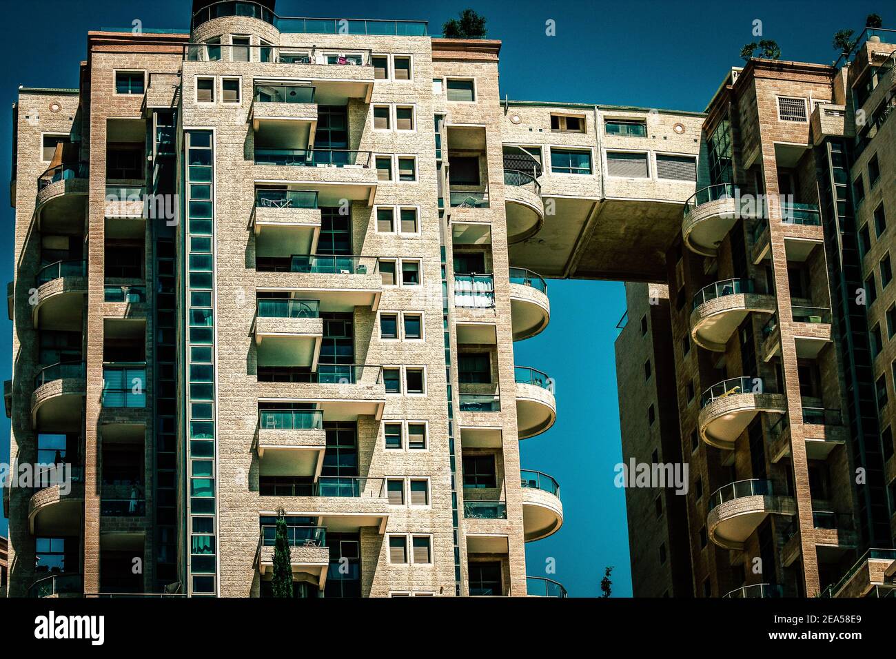 Jerusalem Israel December 13, 2019 View of the facade of a modern ...