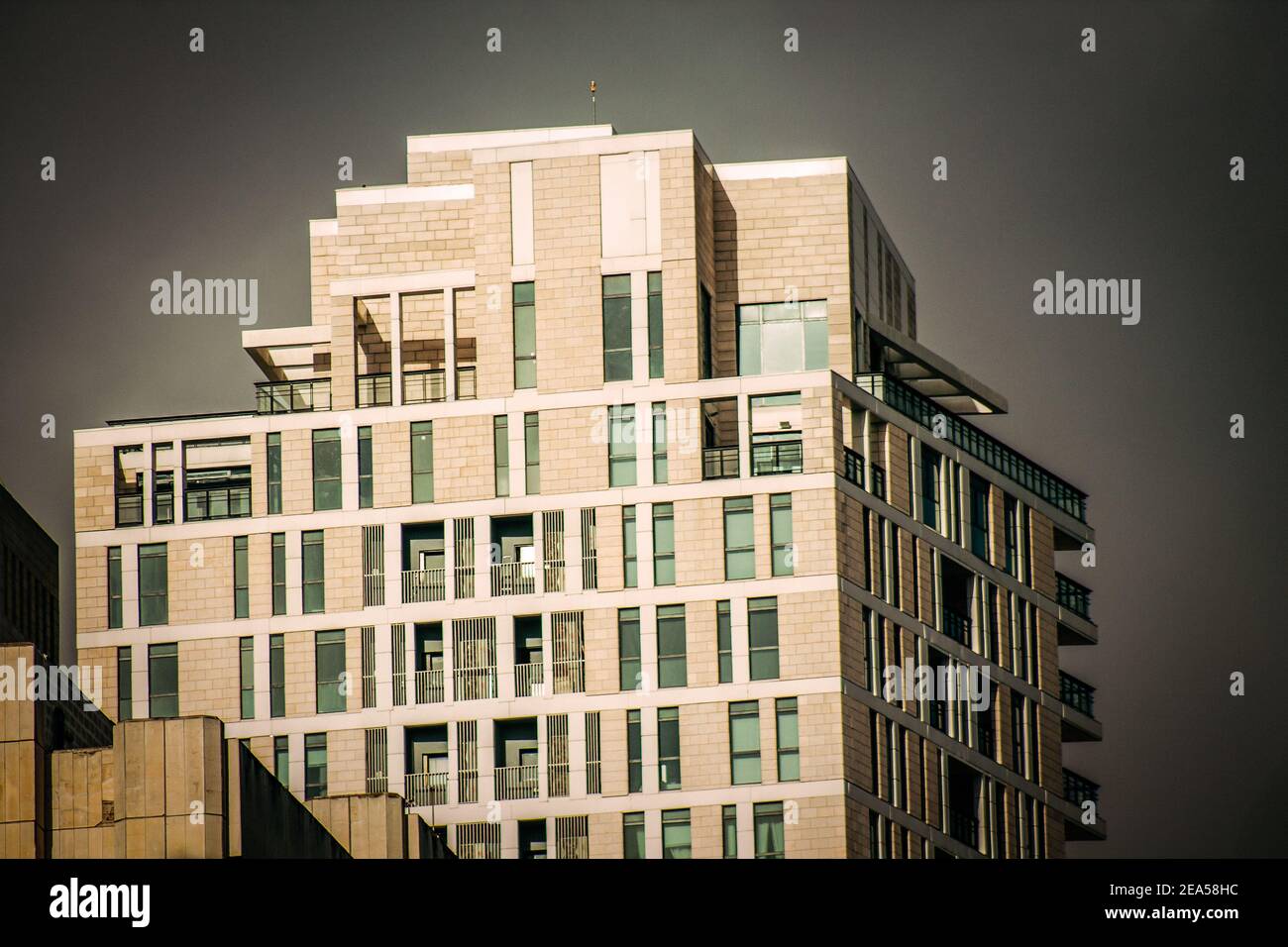 Jerusalem Israel December 13, 2019 View of the facade of a modern ...