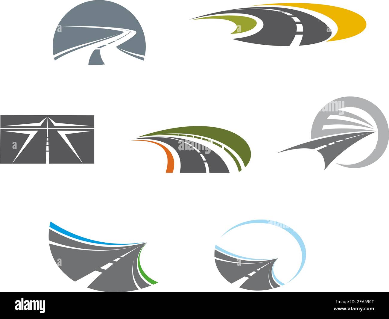 Road symbols and pictograms for transportation design Stock Vector ...