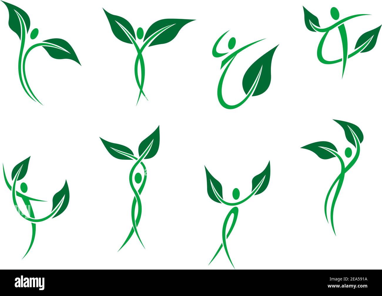 Green peoples with leaves as environment and ecology symbols Stock ...