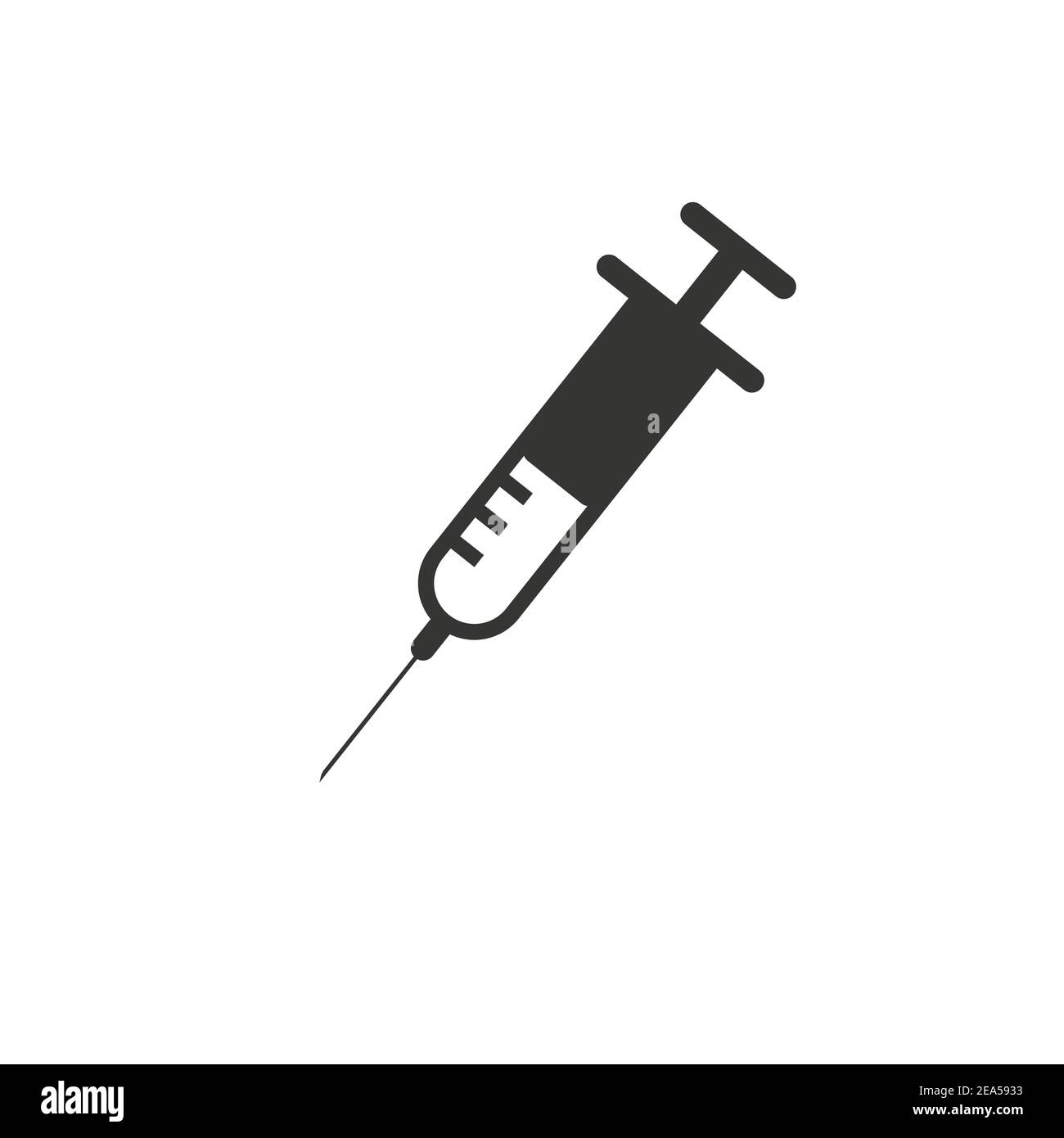 Covid-19 Vaccine Syringe Icon. Full Syringe Solid Flat Icon. Injection ...