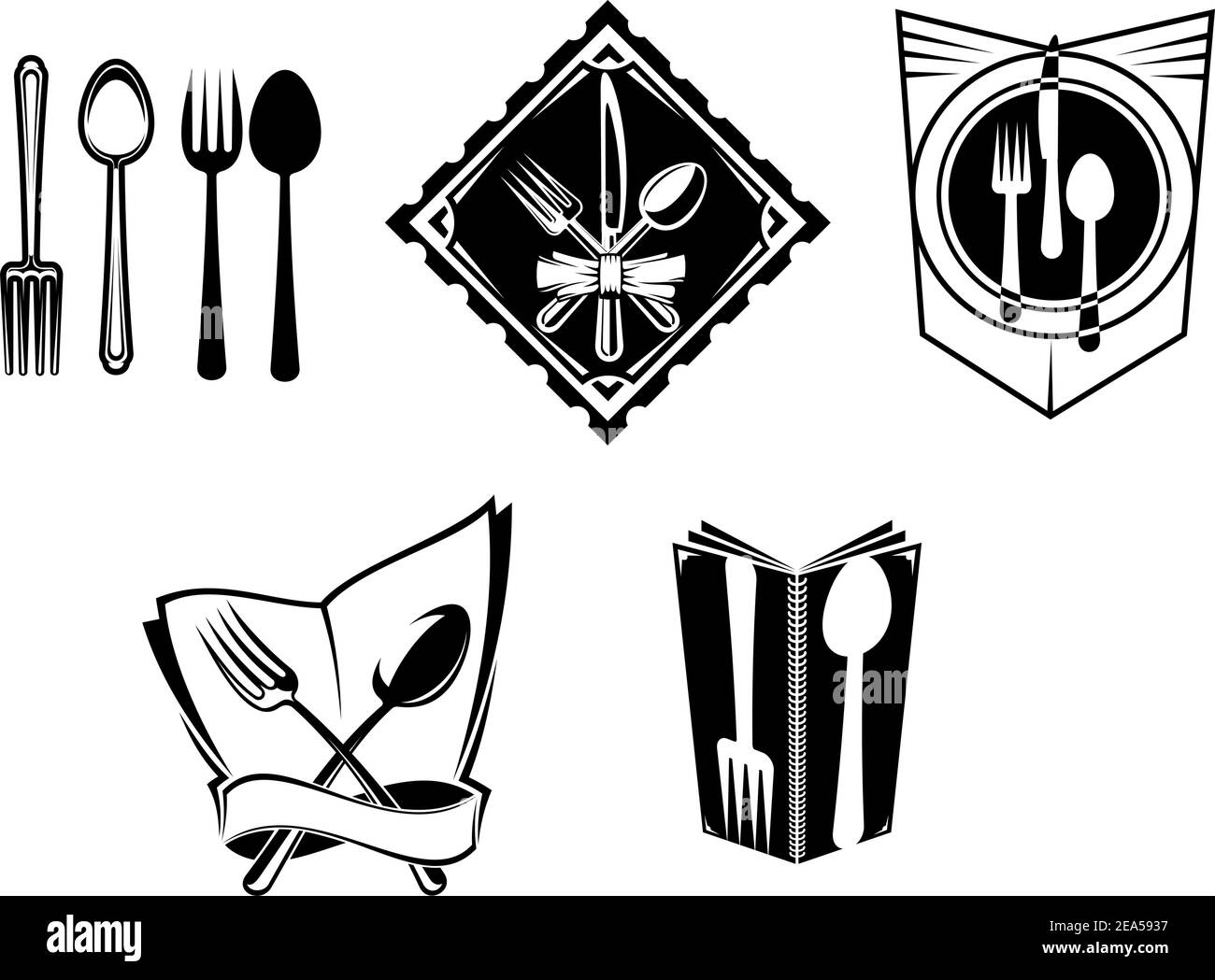 Restaurant menu icons and symbols set for food service design Stock ...