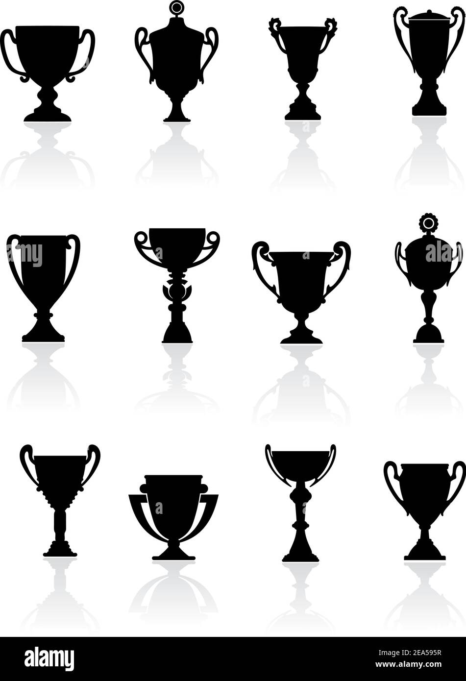 Set of sports trophies and awards for success concept design Stock ...