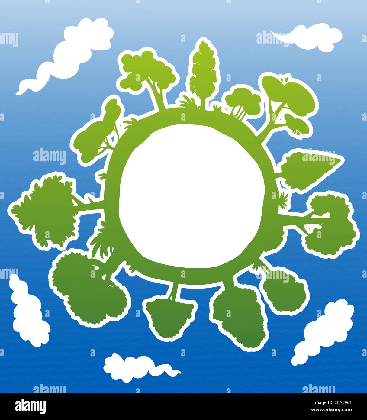 Green planet with trees and atmosphere for environment concept Stock ...