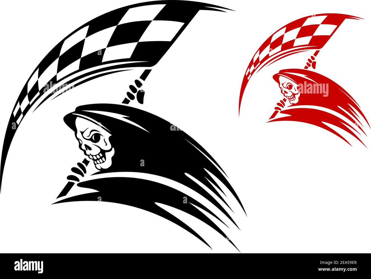 Black death with ckeckered flag for danger racing concept or tattoo ...