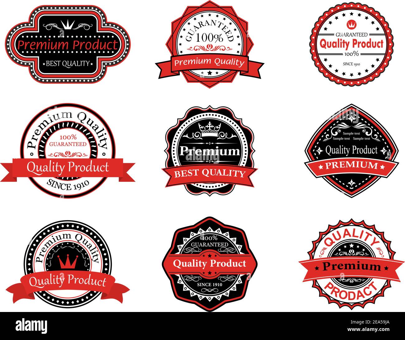 Retro quality labels in black and red colors Stock Vector Image & Art ...