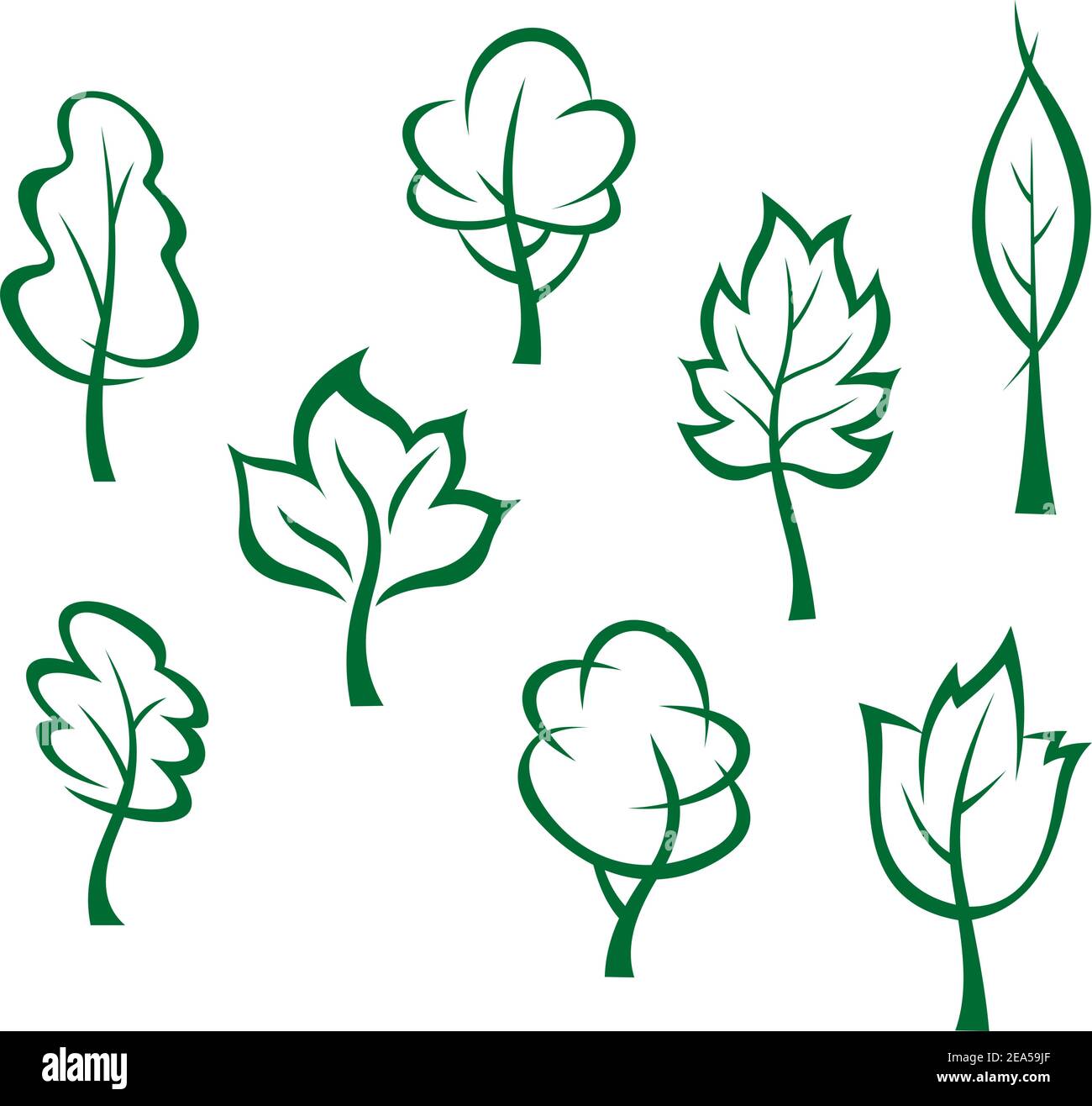 Icons and symbols of green trees in cartoon style Stock Vector Image ...