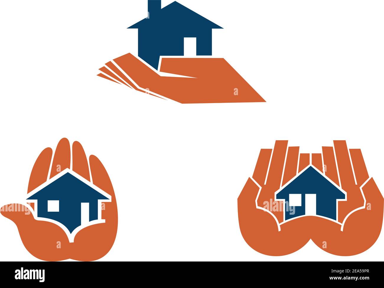 House in hands symbols and pictograms for real estate business design ...