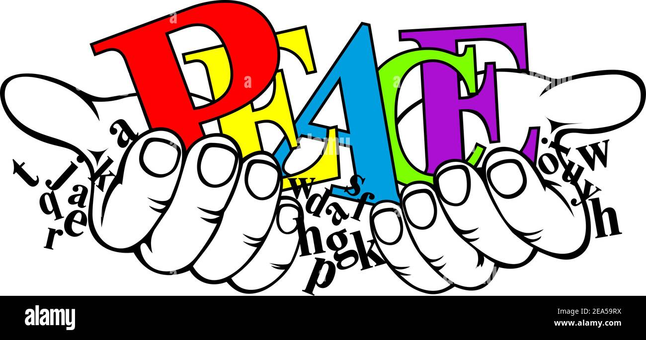 Color and black letters in hands for peace concept design Stock Vector ...