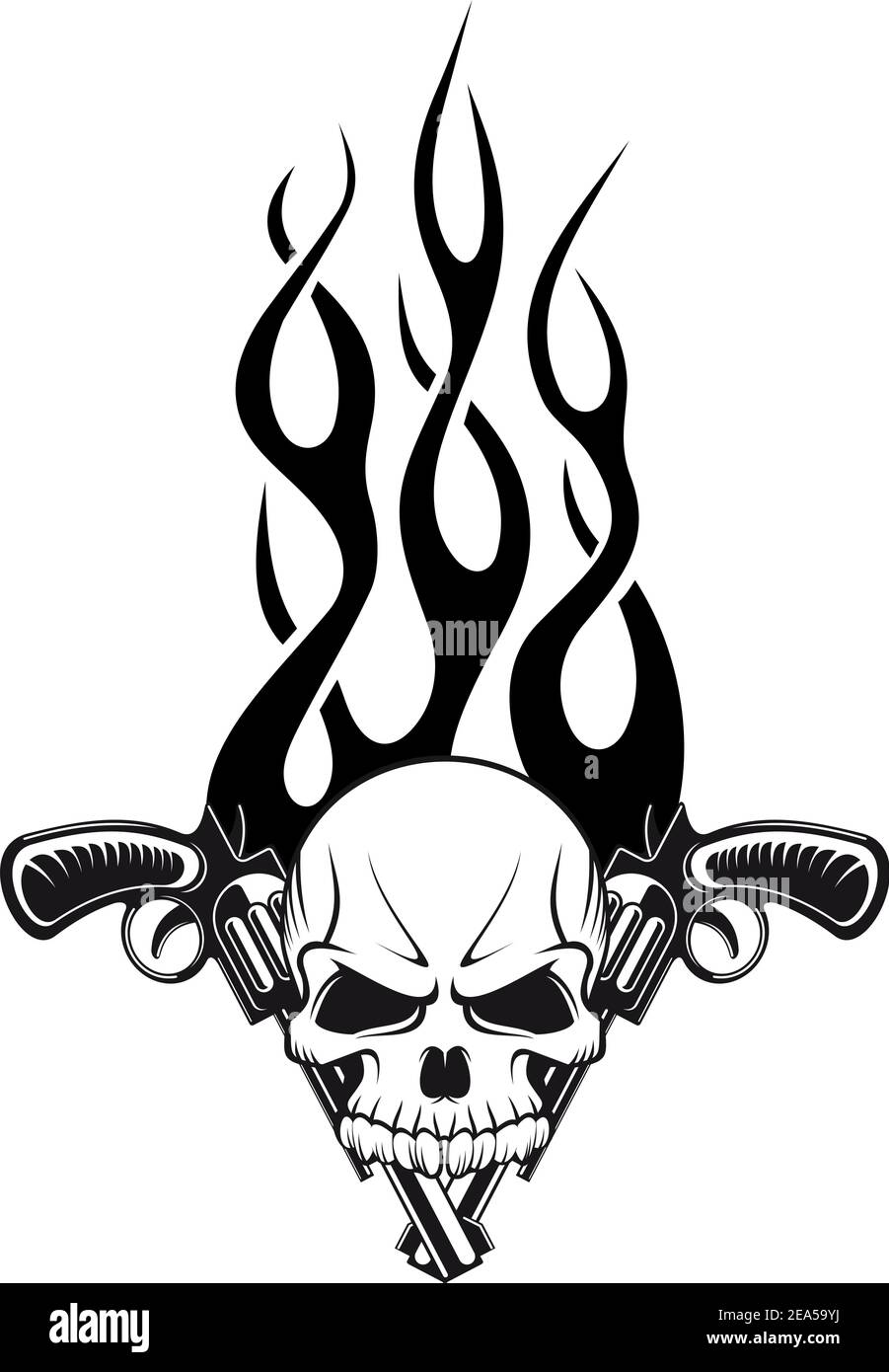 Skull And Flames Tattoo