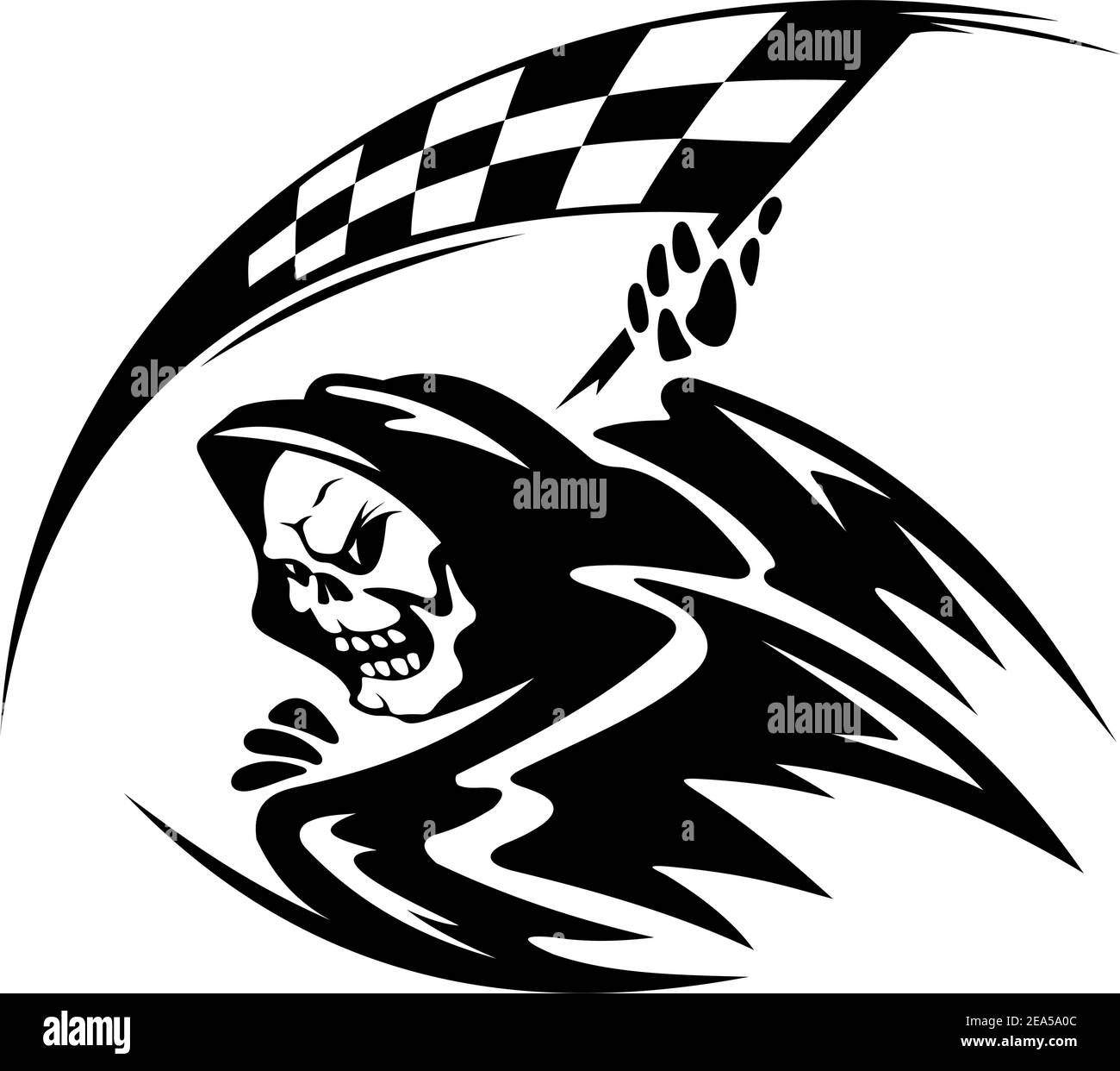 Black danger death demon with ckeckered flag Stock Vector Image & Art ...