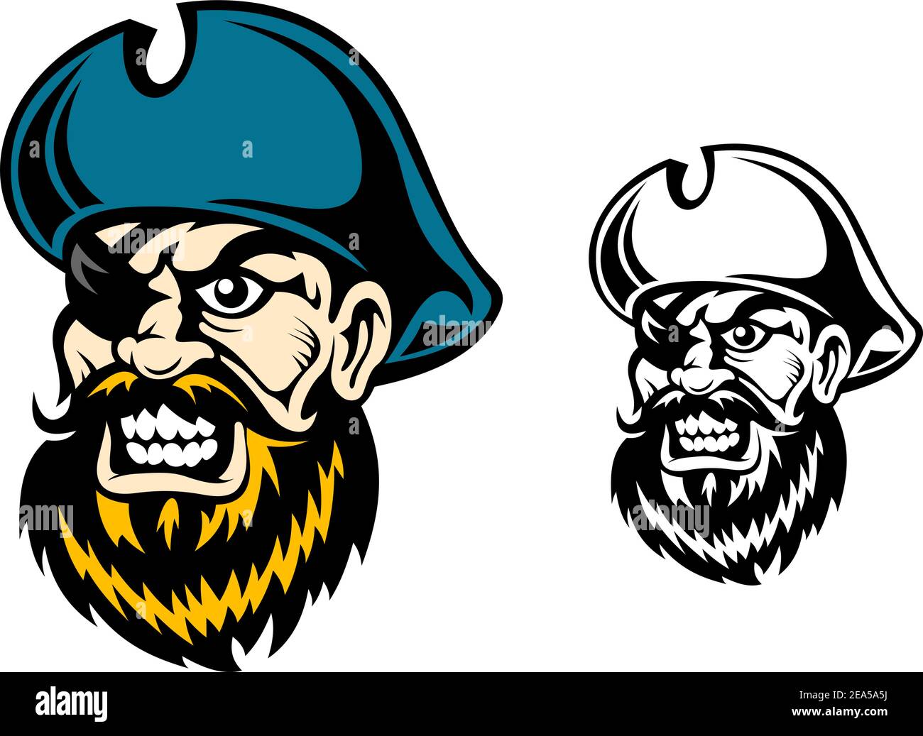 Old pirate captain in cartoon style for mascot or tattoo design Stock ...