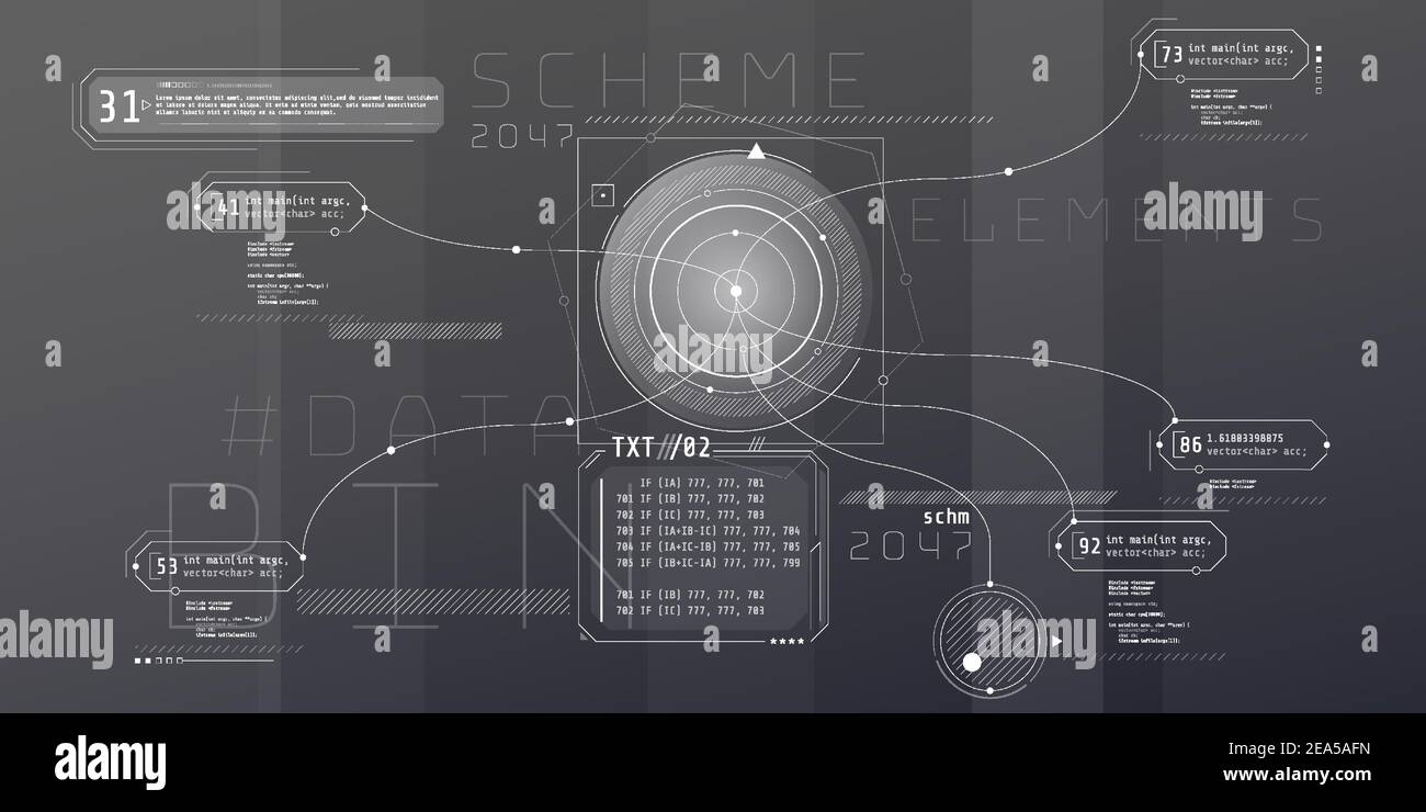 Composition Of Computer Hud Interface With Code Architecture Stock Vector Image And Art Alamy