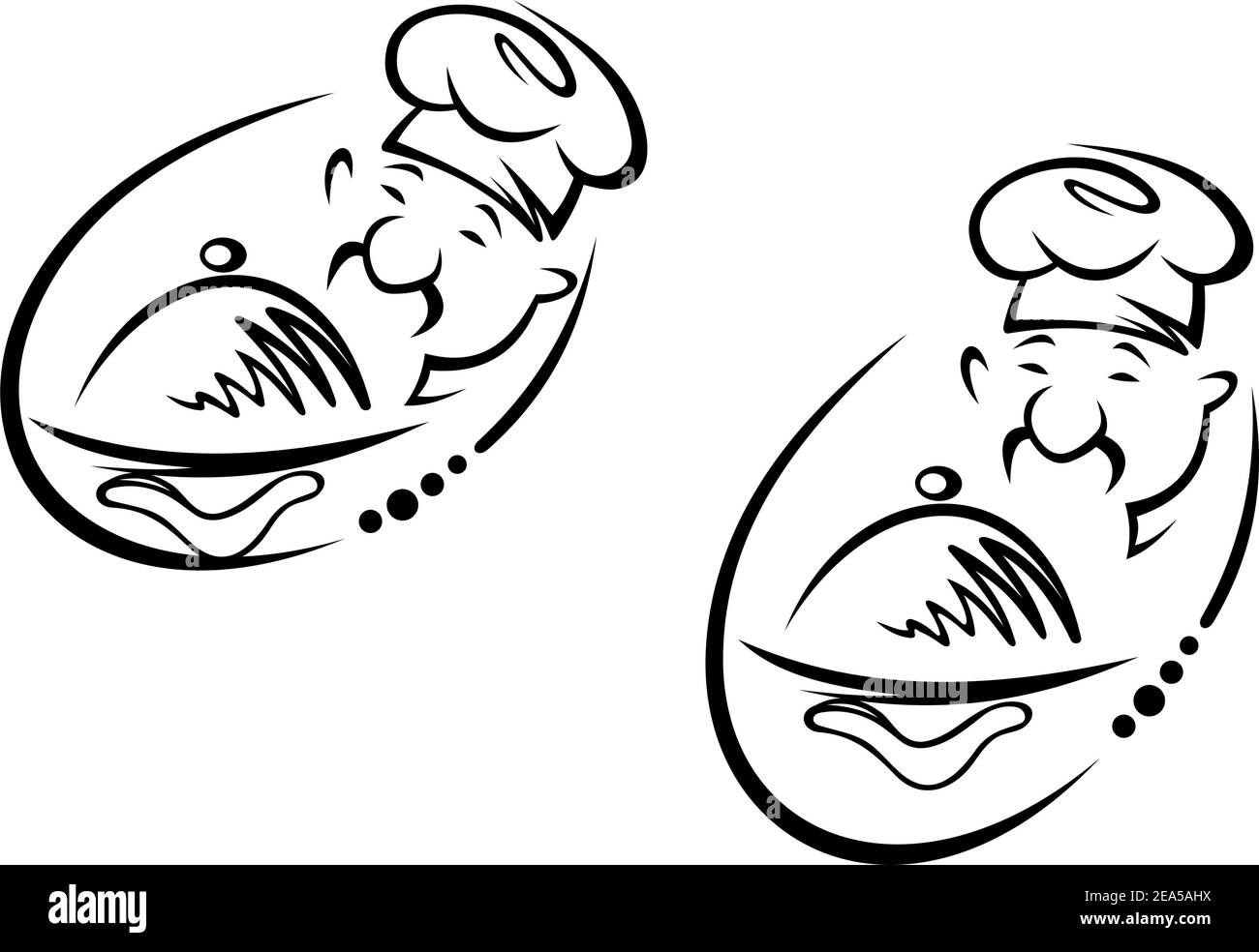 Chinese chef or waiter with food tray for restaurant design Stock ...