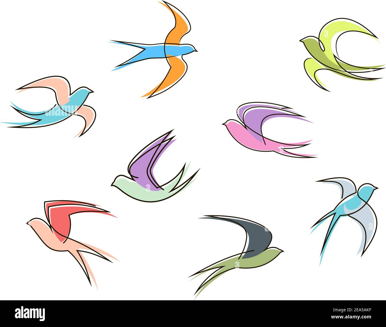 Birds in flight retro Stock Vector Images - Alamy