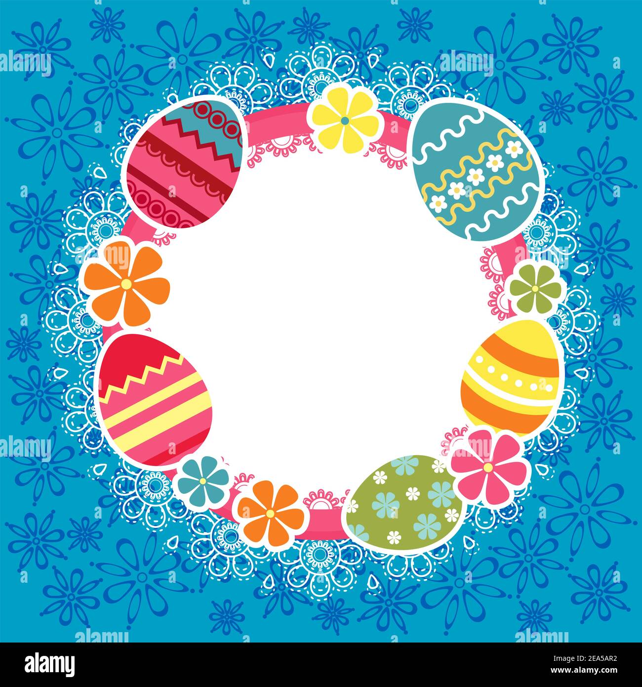 Easter frame with eggs and flowers for holiday design Stock Vector ...