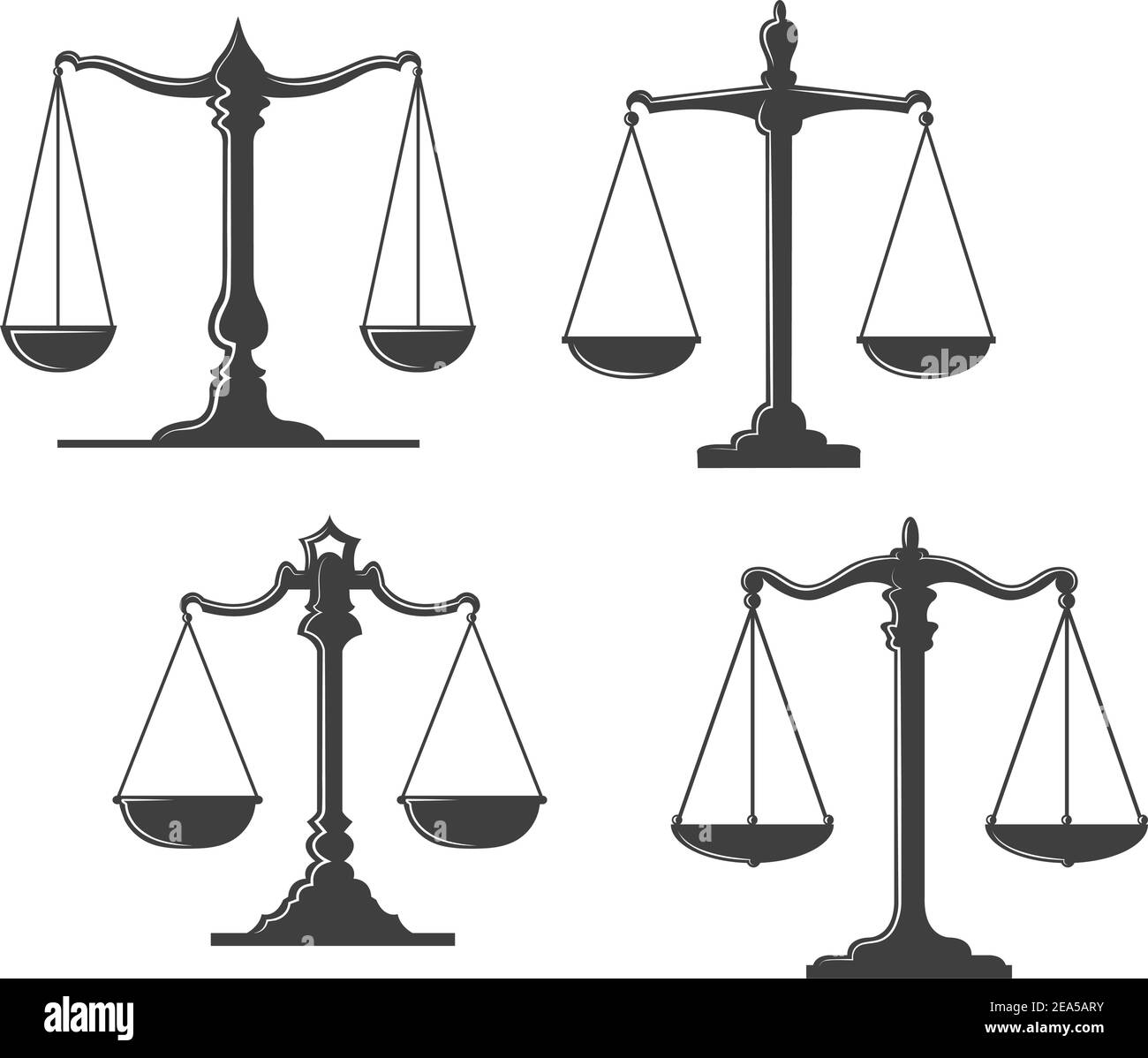 Vintage and retro justice scales isolated on white background Stock ...