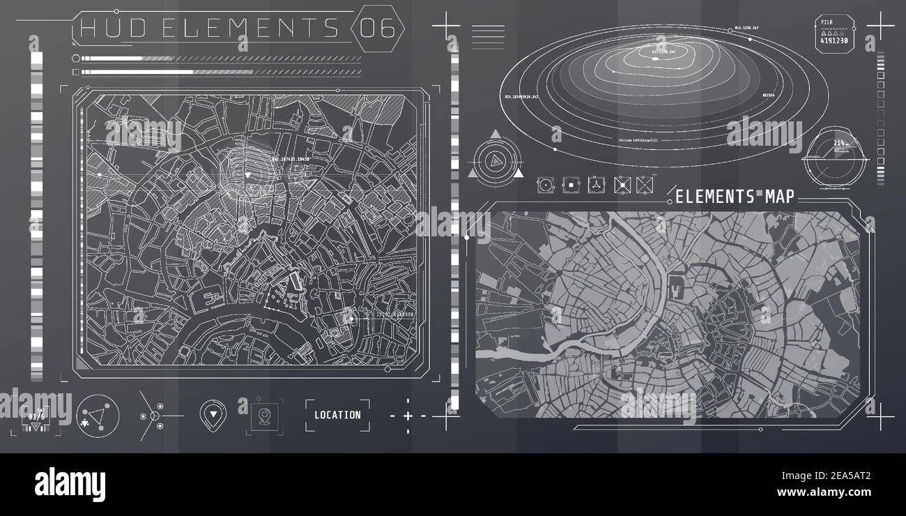 A set of HUD maps elements for a futuristic interface Stock Vector ...