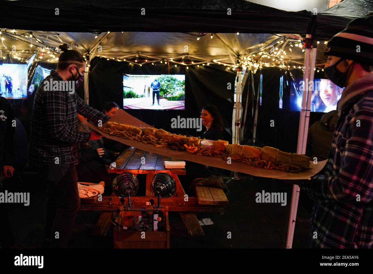 Philadelphia, USA. 7th Feb, 2021. A five foot-long Philly cheesesteak ...