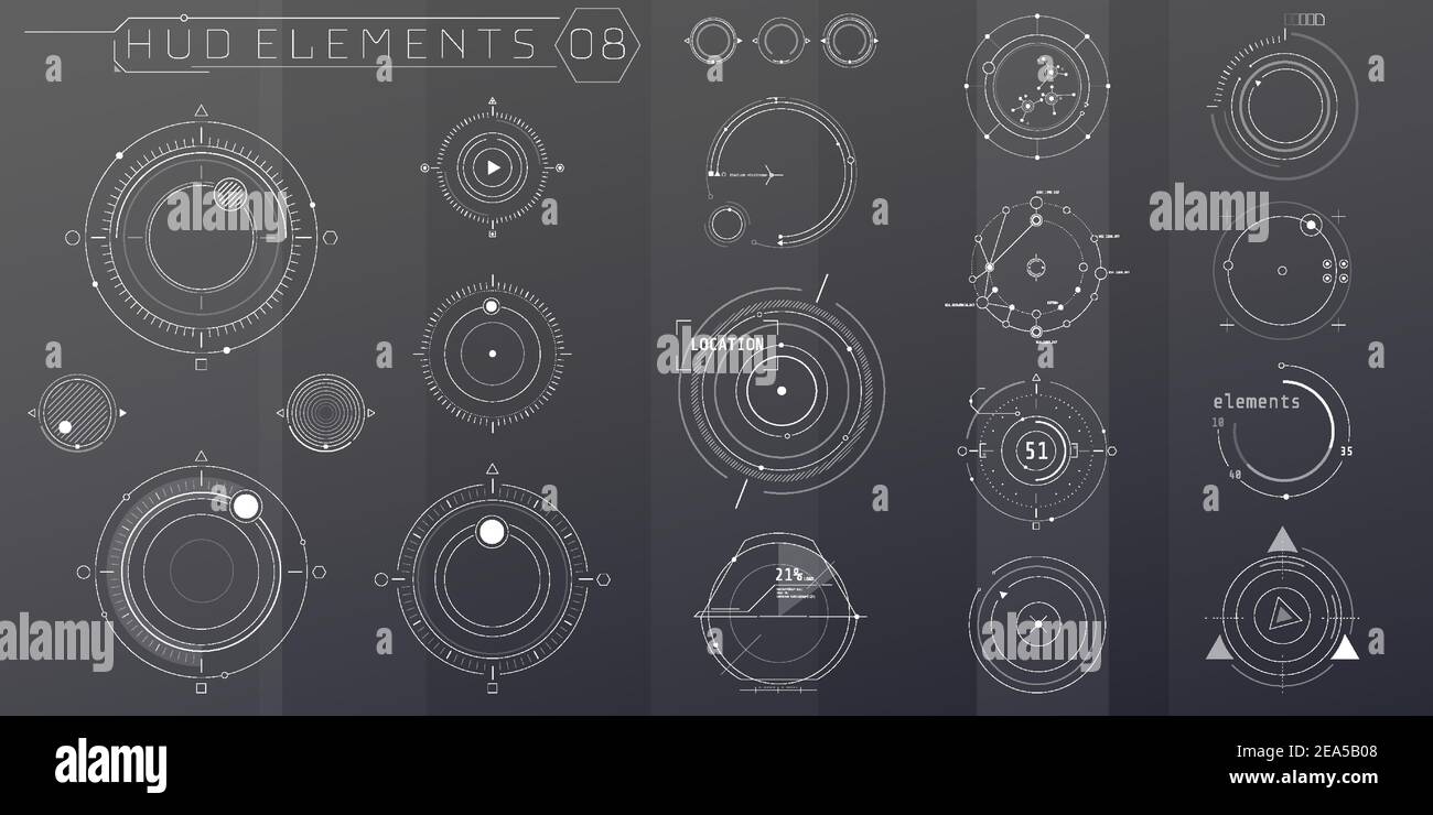Set hud circular elements hi-res stock photography and images - Alamy
