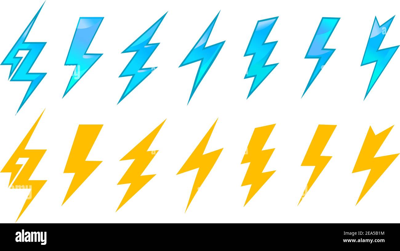 Lightning icons and symbols set isolated on white background Stock ...