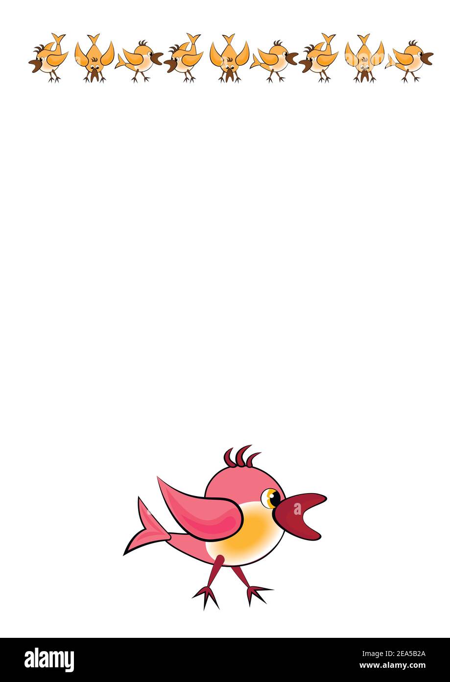 Stylized birds are a childrens illustration. Patterns and frames of ...