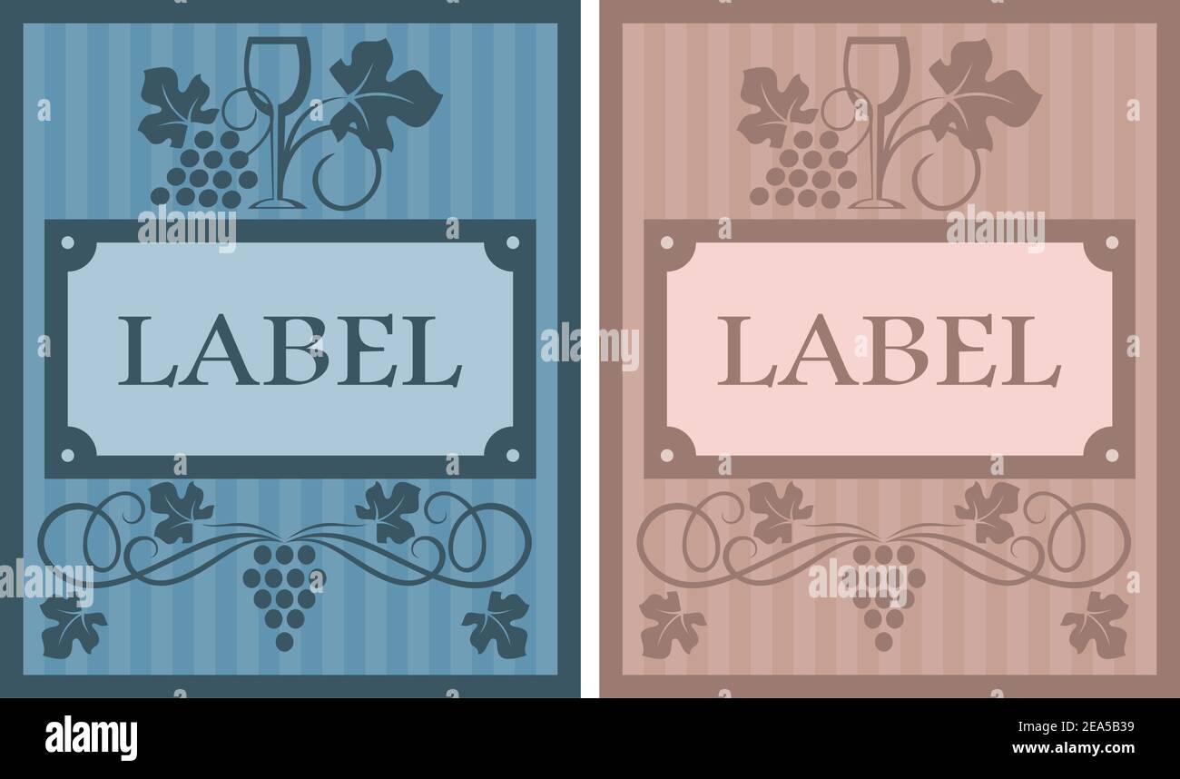 Wine labels in retro style with grape elements for beverages design ...