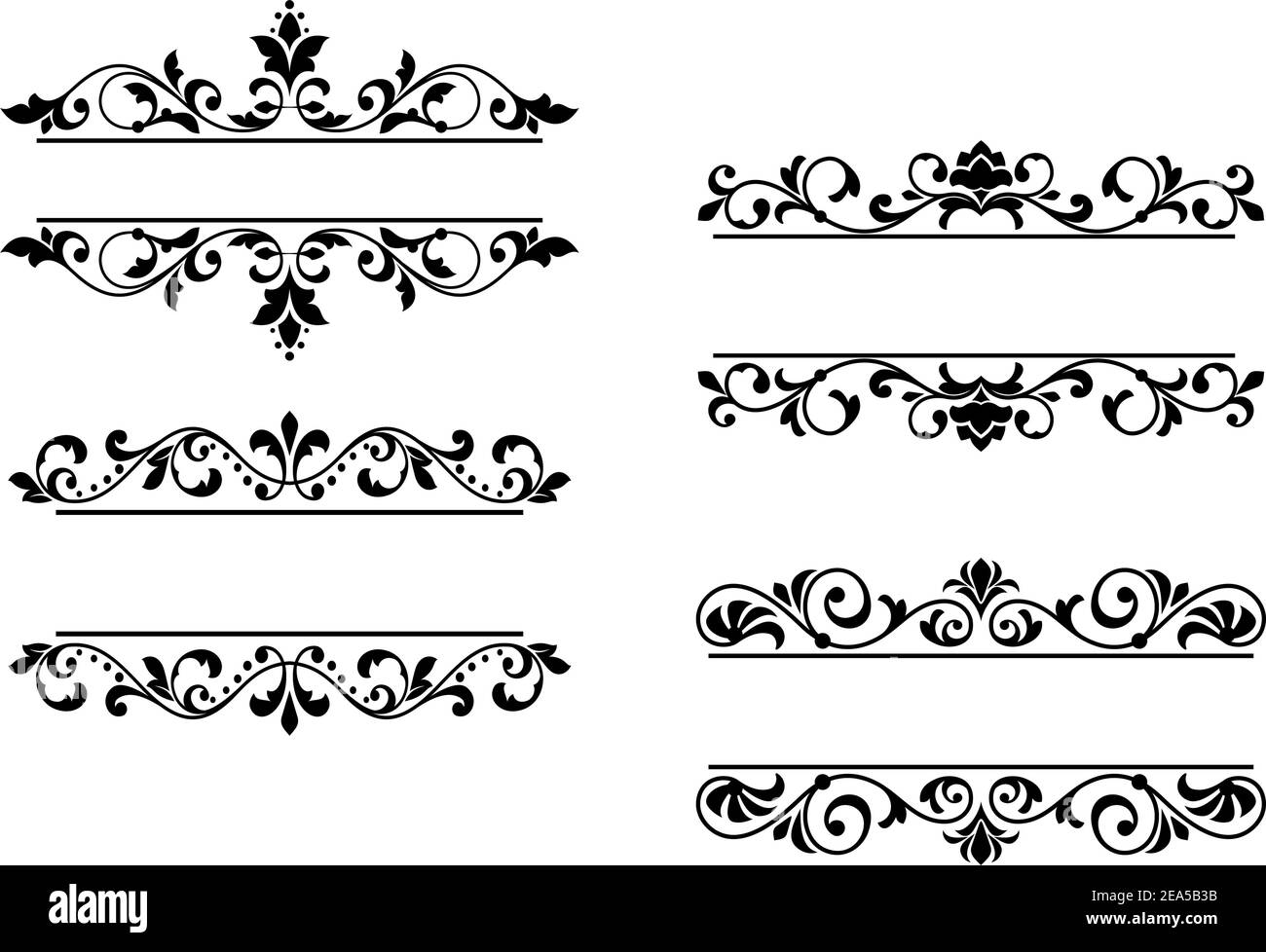 Floral headers and borders in retro style Stock Vector Image & Art - Alamy