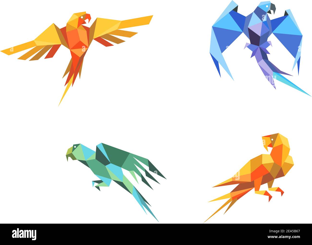 Set of parrots birds in origami paper style Stock Vector Image & Art ...