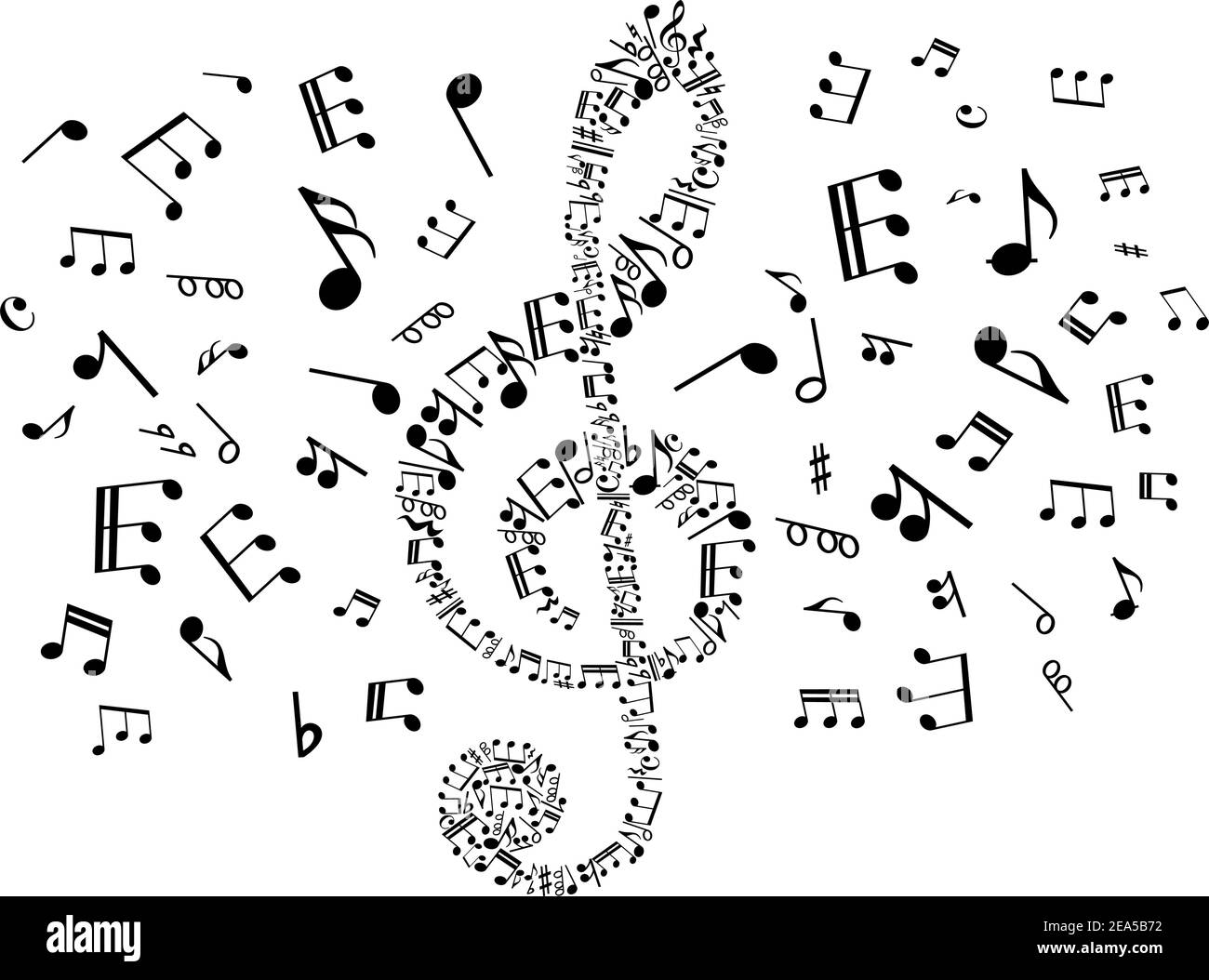 Musical clef with notes elements for art background design Stock Vector ...