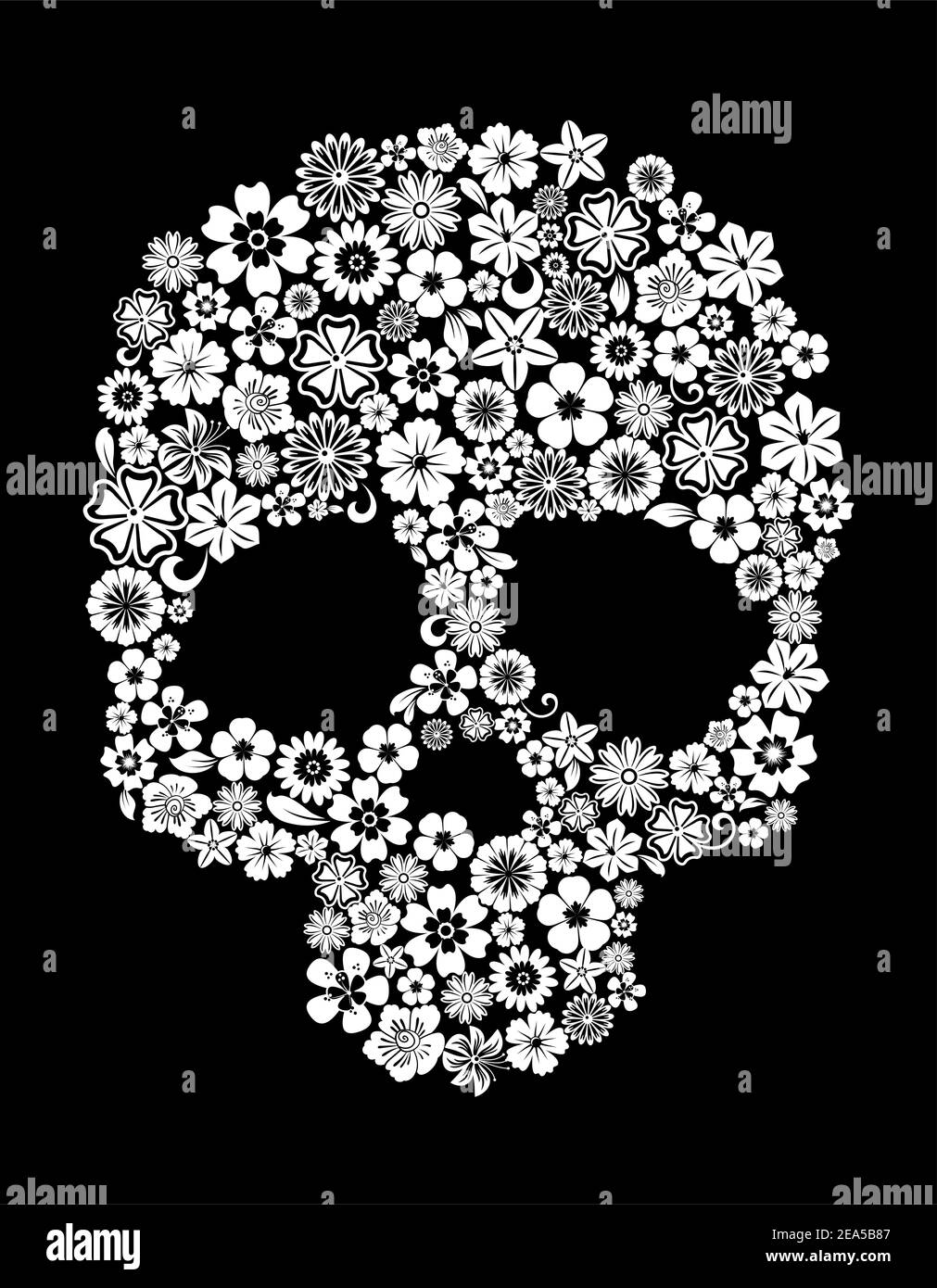 Human skull in flower Stock Vector Images - Alamy