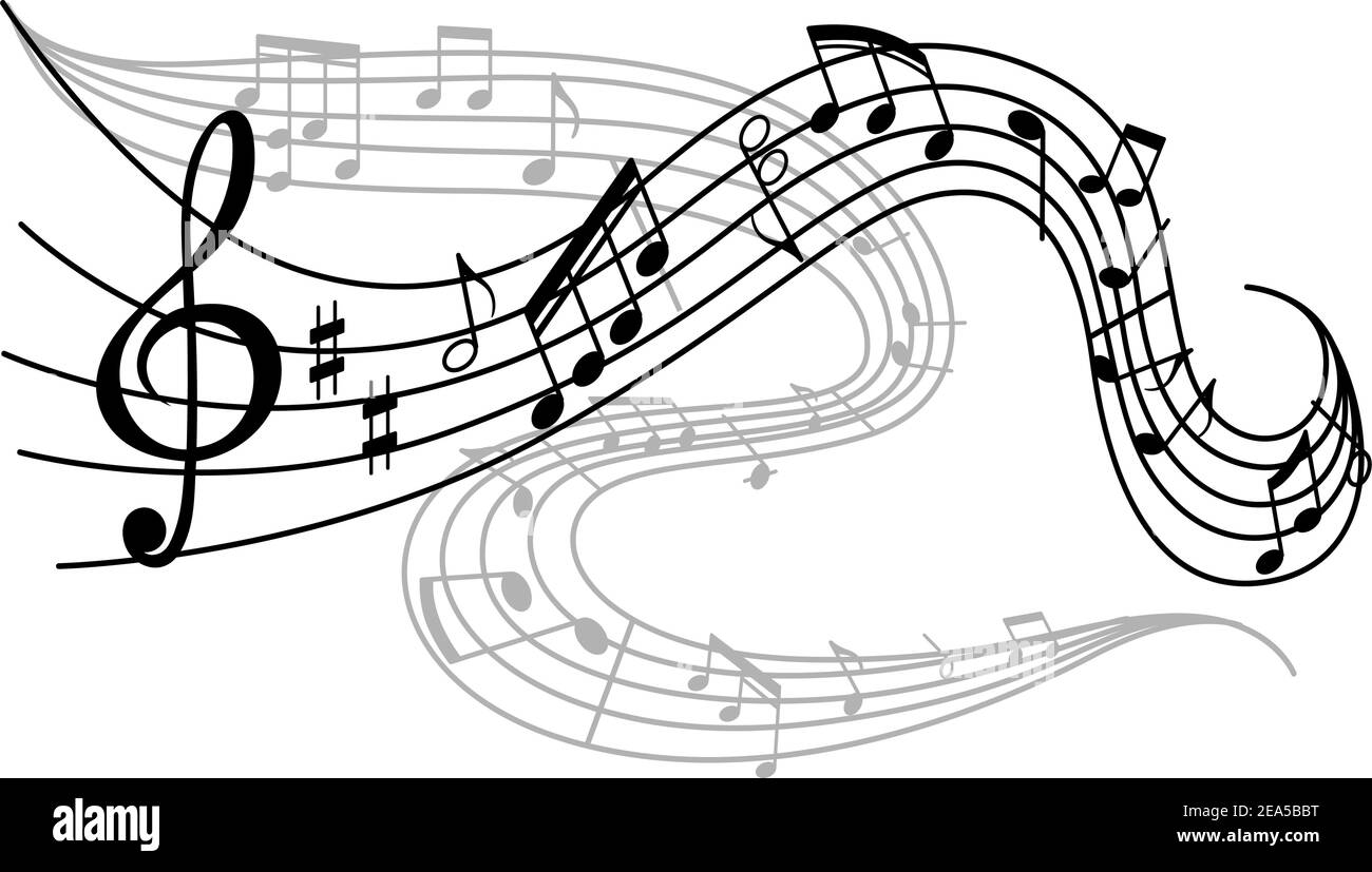 Art background with waves of musical notes Stock Vector Image & Art - Alamy
