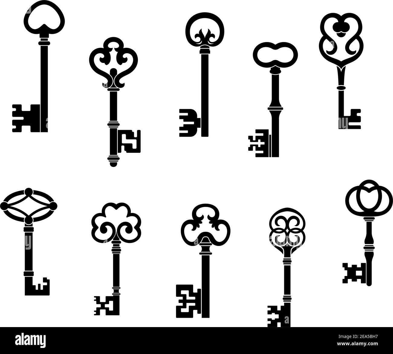 Old and vintage keys set with secret silhouettes Stock Vector Image ...