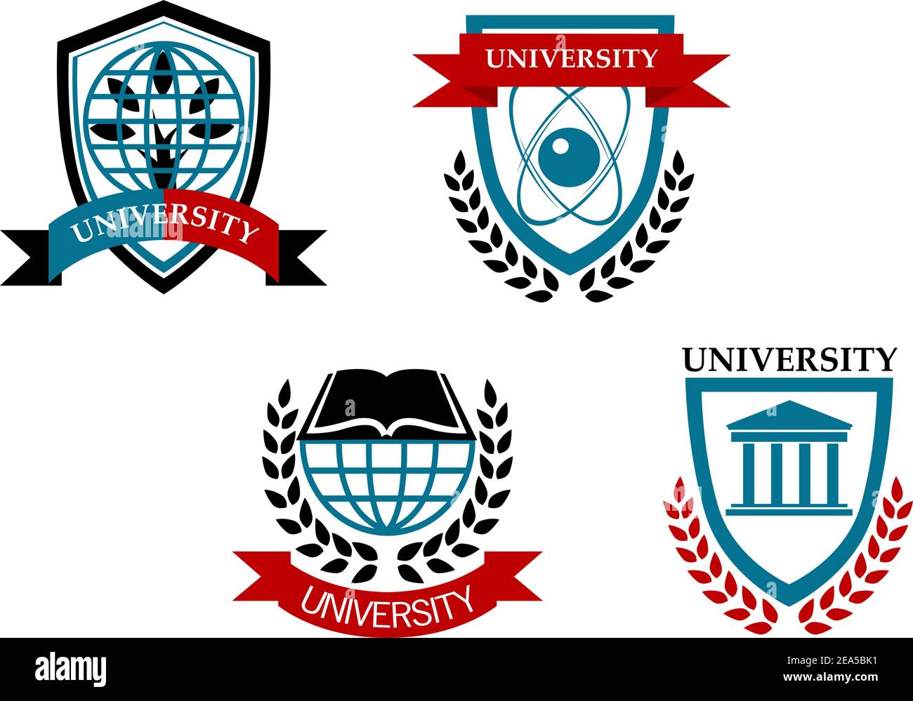 Set of university and education emblems isolated on white background ...