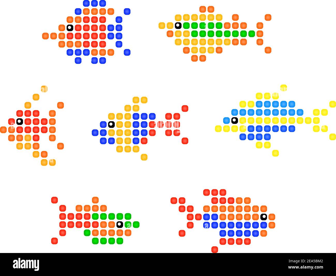 Aquarium and sea fish symbols set isolated on white background Stock ...