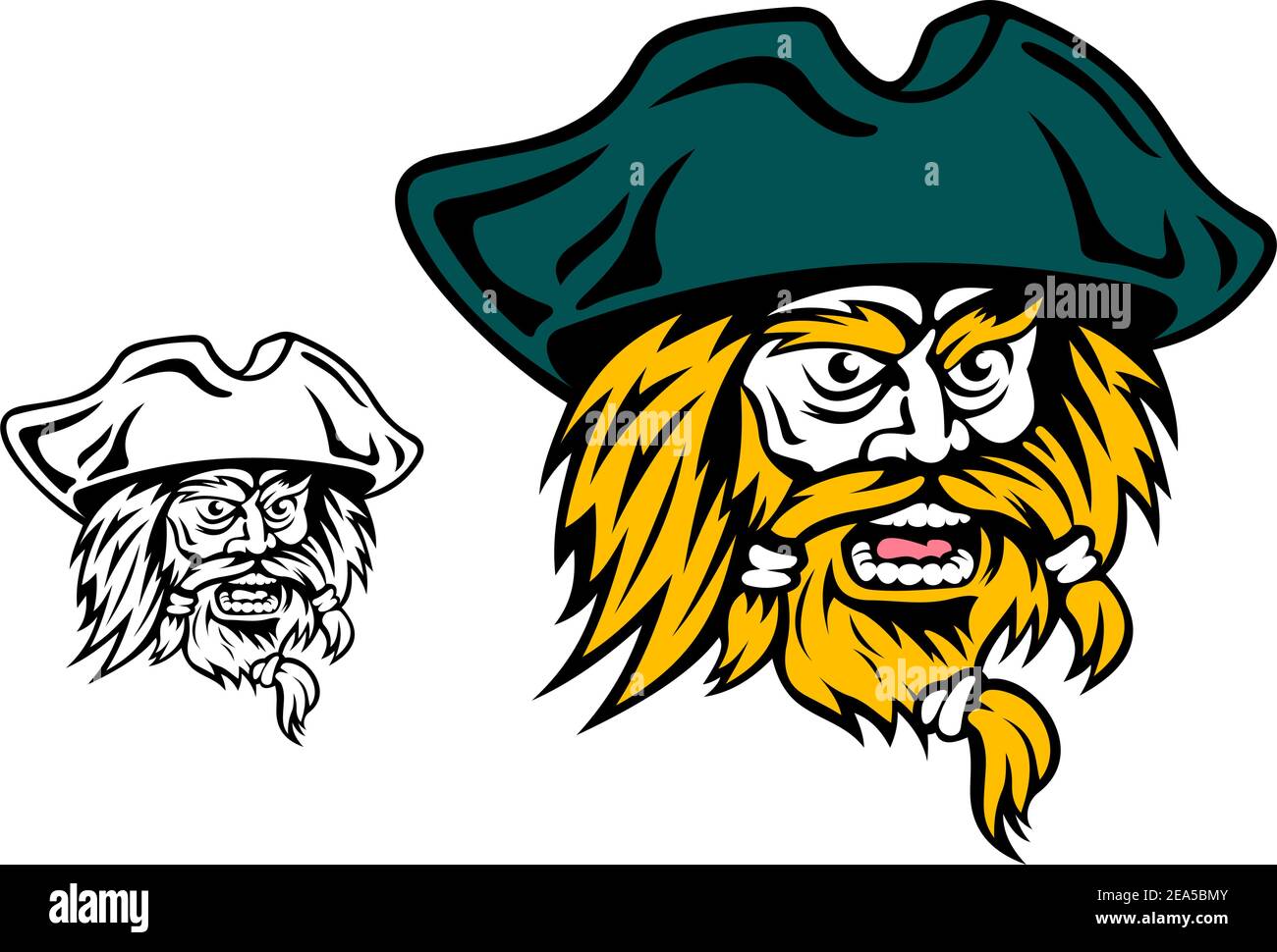 Shouting pirate captain head for mascot design Stock Vector Image & Art ...