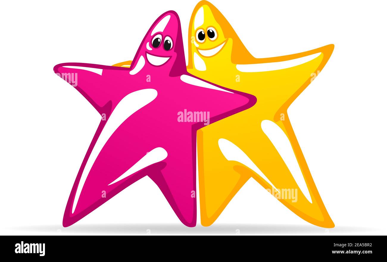 Smiling glossy stars in cartoon style for any art design Stock Vector ...