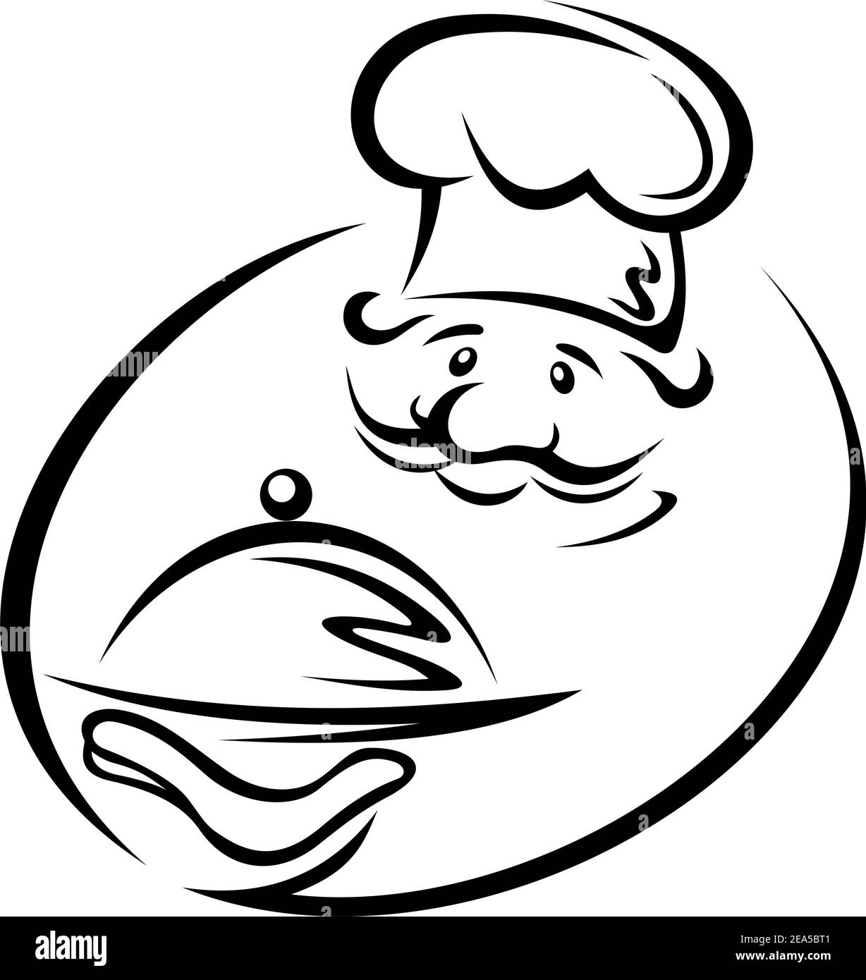 Cheerful chef with tray for restaurant design Stock Vector Image & Art ...