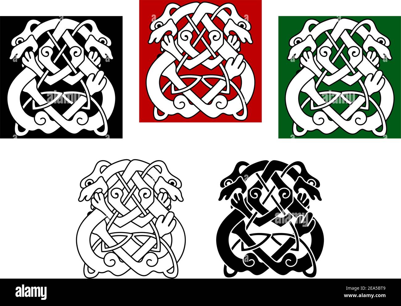 Celtic dogs and wolves pattern with ornamental elements Stock Vector ...