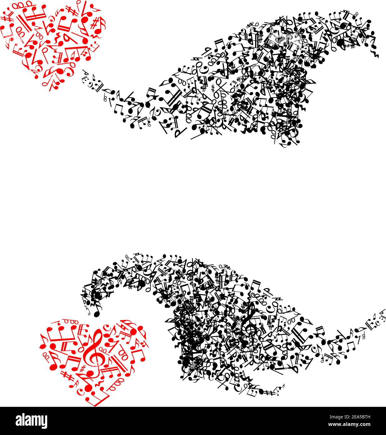 Abstract shapes with musical notes and hearts for art design Stock ...