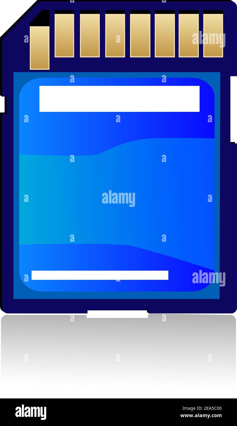 Digital memory card isolated on white background with reflection for ...