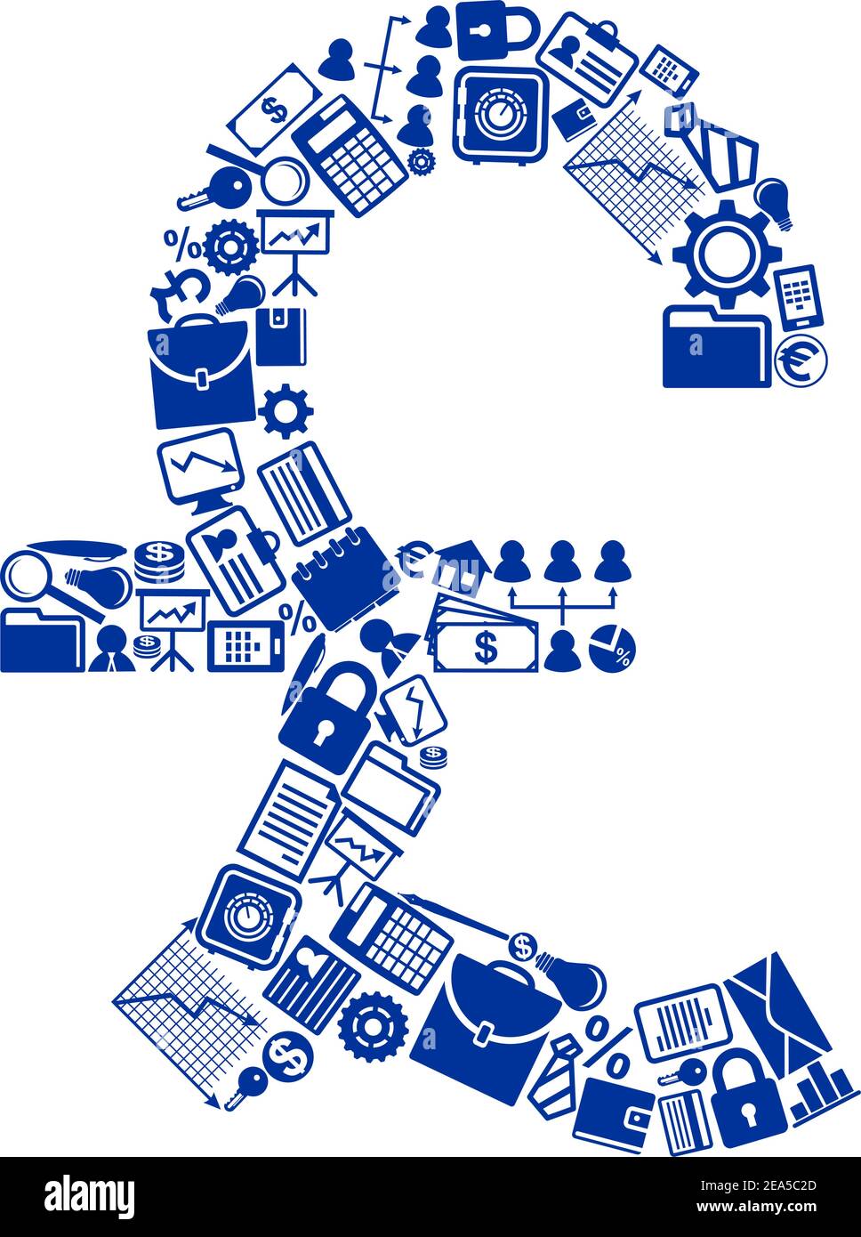 Pound, symbol of british currency, with many business icons Stock ...