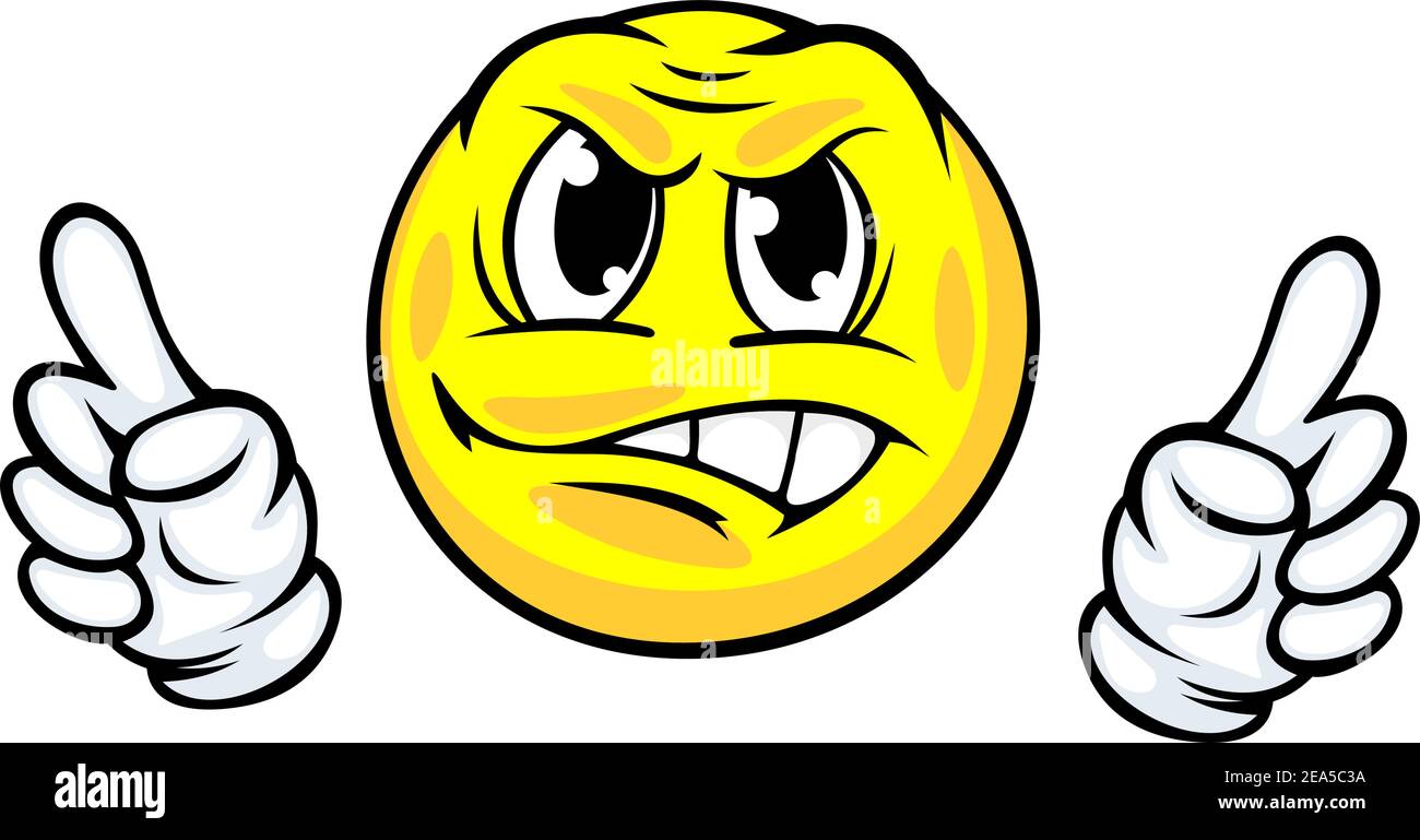 Aggressive and annoyed face with hands in cartoon style Stock Vector ...