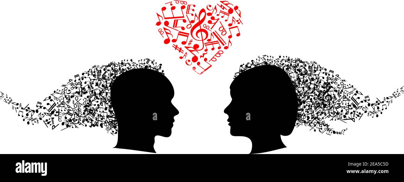 People heads with heart and musical notes Stock Vector Image & Art - Alamy